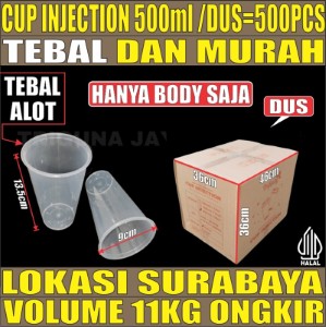 cup injection 500ml 16oz dus thinwall cup injection rata transparan halal